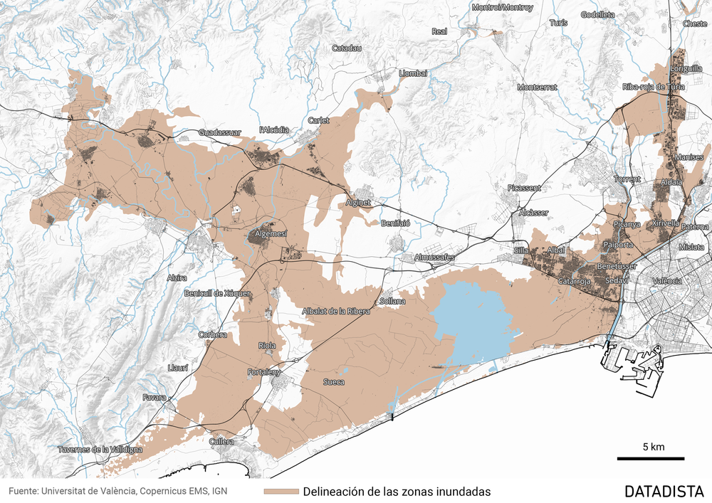 El mapa del alcance de la DANA de Valencia afecta ya a 130.000 viviendas